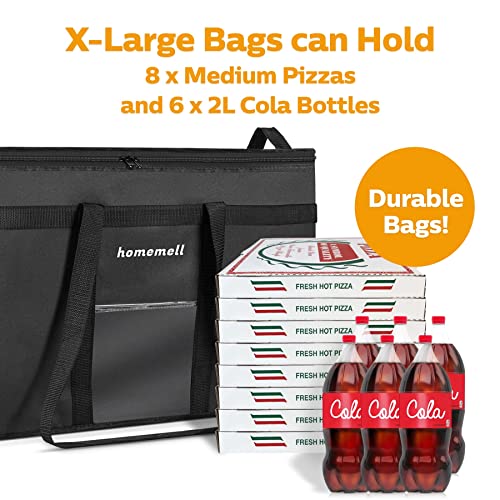 Homemell Insulated Food Delivery Bag XXXL - Hot Pizza Delivery Bags – Large Thermal Carrier for Professional Food Transportation Catering - Reusable Grocery Bag Shopping Tote - Soft Sided Foldable Cooler - Hot and Cold for Groceries