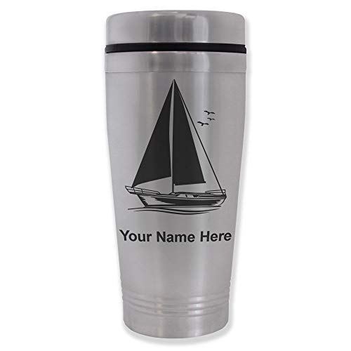 LaserGram 16oz Commuter Mug, Sailboat, Personalized Engraving Included