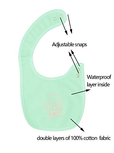 Maiwa Cotton Waterproof Baby Girls' 8 Pack Bibs with Buttons for Teething Drooling Eating