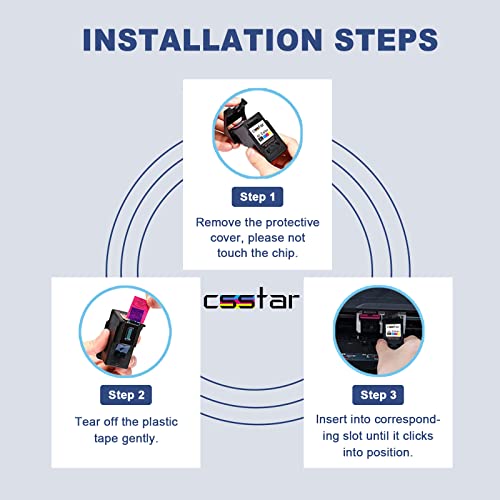 CSSTAR Remanufactured 62XL Ink Cartridges Replacement for HP Ink 62 Combo Pack Use with Envy 6000 6055 5000 7640 6455e 7646 5540 7645 5660 4512 5530 OfficeJet 8040 8045 Printer (1 Black, 1 Color)