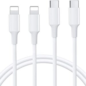 USB C to Lightning Cable 2Pack 3FT [Apple MFi Certified] iPhone Lightning to USB-C Fast Charging Cable Compatible iPhone 14/13/12 11/11 Pro/11 Pro Max/X/XS/XR/XS Max/8, Supports Power Delivery