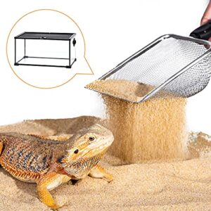 REPTI ZOO 2PCS Reptile Sand Fine Mesh Reptile Scooper Bearded Dragon Sand Shovel Terrarium Substrate Durable Litter Cleaner Corner Scoop Combo Set