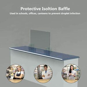 Protective Sneeze Guard for Counter and Desk - Freestanding Clear Acrylic Shield for Business and Customer Safety, Portable Plexiglass Barrier, Food Screen, Pass Through Transaction Window, 30" x 25"