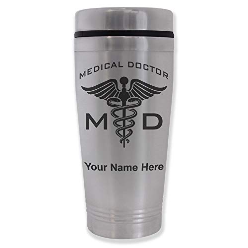 LaserGram 16oz Commuter Mug, MD Medical Doctor, Personalized Engraving Included