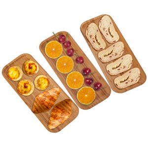 Bamboo Tray Bamboo Plates 13.8 x 5.9 x 1 Inches Serving Tray Elegant Appetizer Plates Steak Plate Coffee Tea Serving Tray Fruit Platters Party Dinner Plates Sour Candy Tray