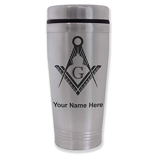 LaserGram 16oz Commuter Mug, Freemason Symbol, Personalized Engraving Included