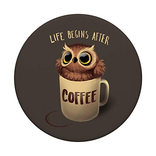 Cute Night Owl Coffee PopSockets PopGrip: Swappable Grip for Phones & Tablets