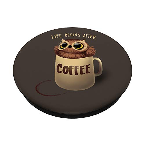 Cute Night Owl Coffee PopSockets PopGrip: Swappable Grip for Phones & Tablets