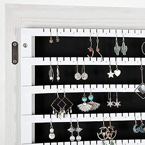 OUTDOOR DOIT Jewelry Organizer Jewelry Cabinet Jewelry armoire Standing Jewelry Box with Full Body Mirror and Large Storage Lockable Wooden Cabinet (White)…