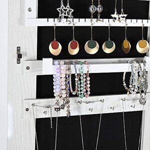 OUTDOOR DOIT Jewelry Organizer Jewelry Cabinet Jewelry armoire Standing Jewelry Box with Full Body Mirror and Large Storage Lockable Wooden Cabinet (White)…