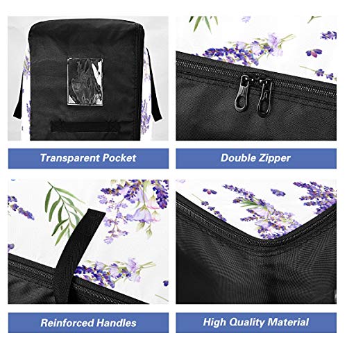 Blueangle Lavender Flowers Clothes Storage Bag Organizer 100L Large Capacity Clothing Storage Containers for Comforters, Blankets, Foldable with Dual Zipper