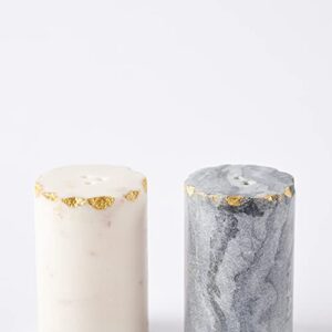 Mud Pie Marble Salt and Pepper Set, 2 3/4" x 1 3/4" dia, Multi