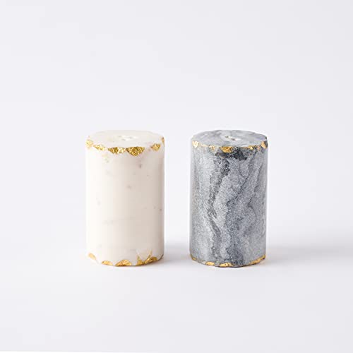 Mud Pie Marble Salt and Pepper Set, 2 3/4" x 1 3/4" dia, Multi