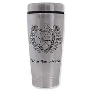 lasergram 16oz commuter mug, flag of guatemala, personalized engraving included