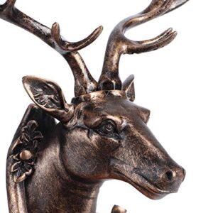 Fdit Stylish Resin Animal Shape Bathroom Wall Towel Hanging Hook Coat Hat Keys Hanger Deer Head Shape Home Decoration(Antique Gold)