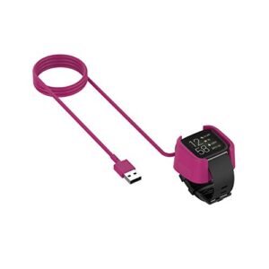 FitTurn Compatible with Fitbit Versa 2 Charger Replacement USB Data Charger Dock Charging Cable Stand for Versa 2 Health & Fitness Smartwatch, 3Ft Sturdy Power Cord (Purple)