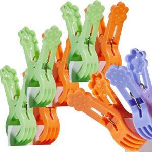 Foshine ClothesPins 40 Pack Clothes Clips for Drying Clothing Clips Blue Yellow Green Orange Colored Laundry Clips Clothespins Plastic Pegs Windproof Photo Paper Pegs Craft Clips Painting Display