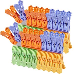 Foshine ClothesPins 40 Pack Clothes Clips for Drying Clothing Clips Blue Yellow Green Orange Colored Laundry Clips Clothespins Plastic Pegs Windproof Photo Paper Pegs Craft Clips Painting Display