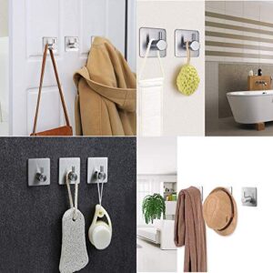 GBSTORE 2 Pcs 304 Stainless Steel Self Adhesive Hooks, Wall Hanger Hooks, Heavy Duty Hooks, Kitchen Bathrooms Hooks for Hanging Clothes,Bags,Scarves,Coats, Bath Towel (Silver Towel Hooks)