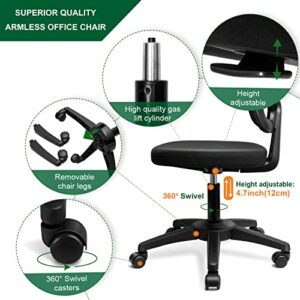 KOLLIEE Armless Office Chair Mesh Ergonomic Small Desk Chair Armless Adjustable Swivel Black Computer Task Chair No Armrest Mid Back Home Office Chair for Small Spaces