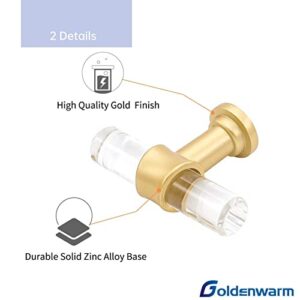 goldenwarm 10 Pack 4in Cabinet Handles Acrylic Drawer Pull - LS9165GD102 Modern Crystal Cupboard Furniture Hardware Modern Crystal Cupboard Handles Clear Acrylic Hardware