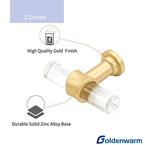 goldenwarm 10 Pack 4in Cabinet Handles Acrylic Drawer Pull - LS9165GD102 Modern Crystal Cupboard Furniture Hardware Modern Crystal Cupboard Handles Clear Acrylic Hardware