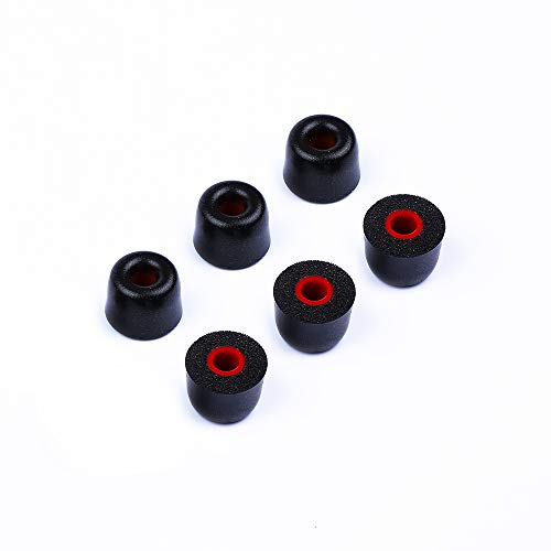 Light Harmonic Memory Foam Ear Tips Noise Reduction | Dust Proof | Replacement for 4.5-5 mm Earphones | Provides Great Seal & Sound Isolation | Premium Comfortable Large Size | 6 Pieces (Black & Red)