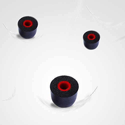 Light Harmonic Memory Foam Ear Tips Noise Reduction | Dust Proof | Replacement for 4.5-5 mm Earphones | Provides Great Seal & Sound Isolation | Premium Comfortable Large Size | 6 Pieces (Black & Red)