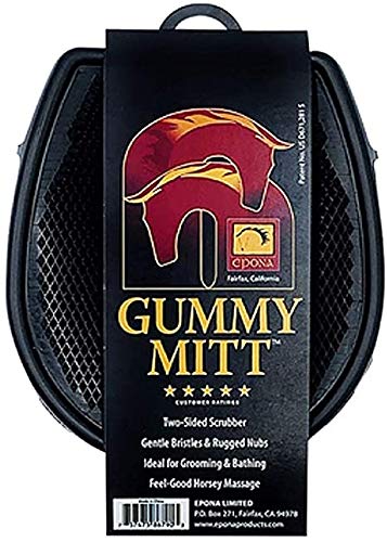 Epona Gummy Mitt for Horse Grooming Two-Sided for Scrubbing Brushing Wet or Dry Flexible Ergonomic Design Two-in-One Great for Pets Removes Grime