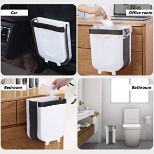 NEX Hanging Trash Can, Kitchen Collapsible Waste Bin, Small Folding Garbage Can Cabinet for Bathroom Bedroom Dorm Room Office, Wall Mounted Waste Basket -9L/2.4Gallon