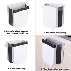 NEX Hanging Trash Can, Kitchen Collapsible Waste Bin, Small Folding Garbage Can Cabinet for Bathroom Bedroom Dorm Room Office, Wall Mounted Waste Basket -9L/2.4Gallon