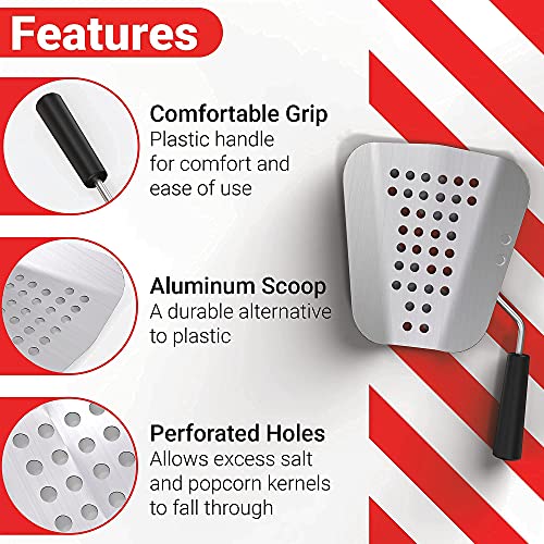 Poppy's Ultimate Popcorn Machine Supplies Bundle - Kernel Sifting Speed Scoop, Seasoning Dredge, 1-Ounce Popcorn Bags (100 Count) - Ideal Popcorn Supplies for Popcorn Machine, Commercial & Home Use