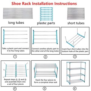 Xerhnan 4-Tier Stackable Small Shoe Rack, Lightweight Shoe Shelf Storage Organizer for Entryway, Hallway and Closet (blue)