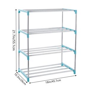 Xerhnan 4-Tier Stackable Small Shoe Rack, Lightweight Shoe Shelf Storage Organizer for Entryway, Hallway and Closet (blue)