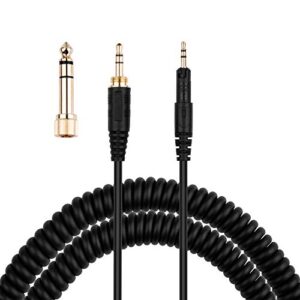 smays ath-m50x cable, coiled aux cord replacement for audio-technica ath-m40x, ath-m70x headphone with 1/4 inch adapter, 4ft to 10ft