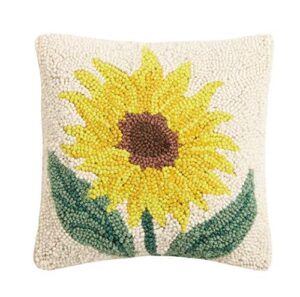 peking handicraft 30jes1577c10sq sunflower hook pillow, 10-inch square, wool and cotton