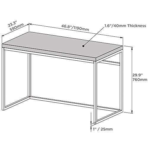 CENSI Natural Oak Writing Computer Desk, 47" Modern Industrial Wood and Metal Home Office Desk(Light Natural Wood)