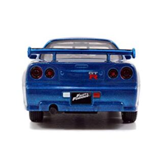 Fast & Furious Brian's Nissan Skyline GT-R R34 Silver & Nissan GT-R R34 Blue 1:32 Die - cast Car, Toys for Kids and Adults