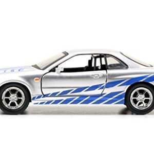 Fast & Furious Brian's Nissan Skyline GT-R R34 Silver & Nissan GT-R R34 Blue 1:32 Die - cast Car, Toys for Kids and Adults