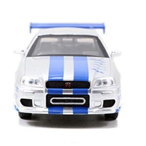 Fast & Furious Brian's Nissan Skyline GT-R R34 Silver & Nissan GT-R R34 Blue 1:32 Die - cast Car, Toys for Kids and Adults