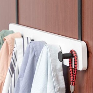 Mufansen Over The Door Hook Hanger,Bamboo Wood Coat Door Rack,Door Organizer for Hat Robe Clothes Towel (Wood, 5 Hook) (White)