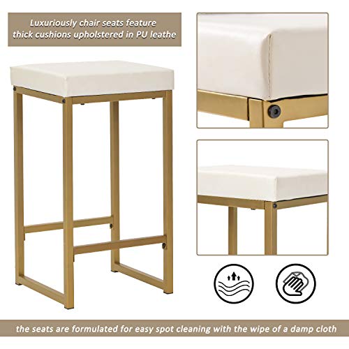 P PURLOVE 3-Piece Modern Pub Set Counter Height Pub Table Set Kitchen Bar Table Set with 2 Bar Stools for Small Place