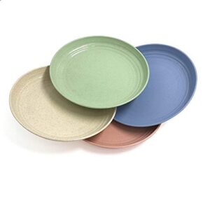 n/ a 4 pcs 7 inch lightweight wheat straw plates, unbreakable dinner plate, toddler, anti-fallen, dishwasher microwave safe plates (4 colors)