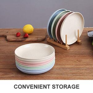 N/ A 4 Pcs 7 Inch Lightweight Wheat Straw Plates, Unbreakable Dinner Plate, Toddler, Anti-fallen, Dishwasher Microwave Safe Plates (4 colors)