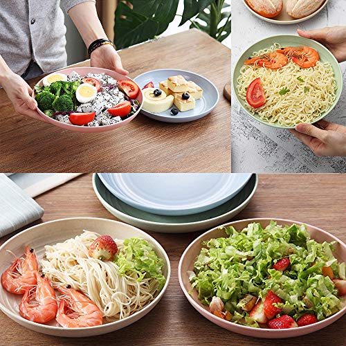 N/ A 4 Pcs 7 Inch Lightweight Wheat Straw Plates, Unbreakable Dinner Plate, Toddler, Anti-fallen, Dishwasher Microwave Safe Plates (4 colors)