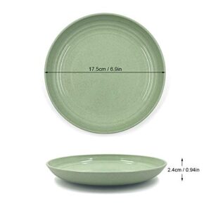 N/ A 4 Pcs 7 Inch Lightweight Wheat Straw Plates, Unbreakable Dinner Plate, Toddler, Anti-fallen, Dishwasher Microwave Safe Plates (4 colors)