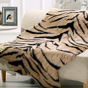 tiger print rug 44.1x21.6 inch faux animal cowhide area rug skin fur luxury soft carpet perfectly in living room/bed room