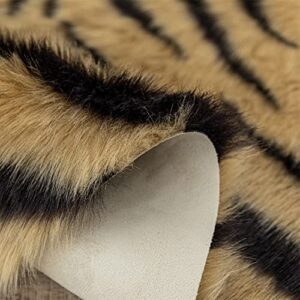 Tiger Print Rug 44.1x21.6 inch Faux Animal Cowhide Area Rug Skin Fur Luxury Soft Carpet Perfectly in Living Room/Bed Room