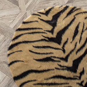 Tiger Print Rug 44.1x21.6 inch Faux Animal Cowhide Area Rug Skin Fur Luxury Soft Carpet Perfectly in Living Room/Bed Room