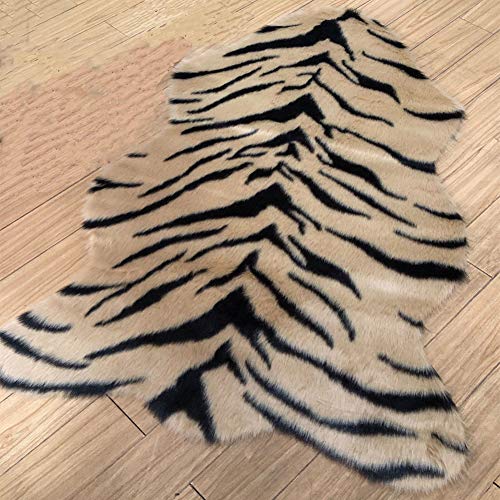 Tiger Print Rug 44.1x21.6 inch Faux Animal Cowhide Area Rug Skin Fur Luxury Soft Carpet Perfectly in Living Room/Bed Room